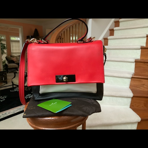 kate spade | Bags | Vintage Kate Spade Red Color Block Satchel Bag ...